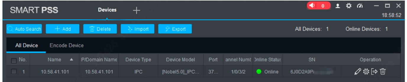Dahua - SmartPSS 2.0 - Devices Offline